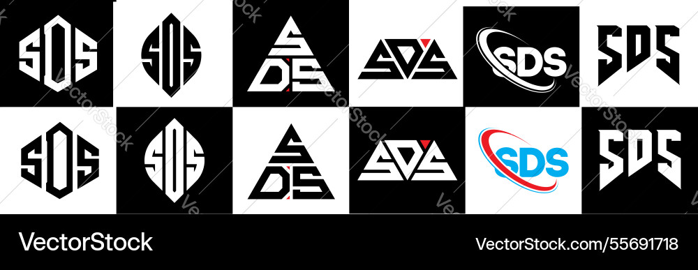 Sds letter logo design in six style polygon Vector Image