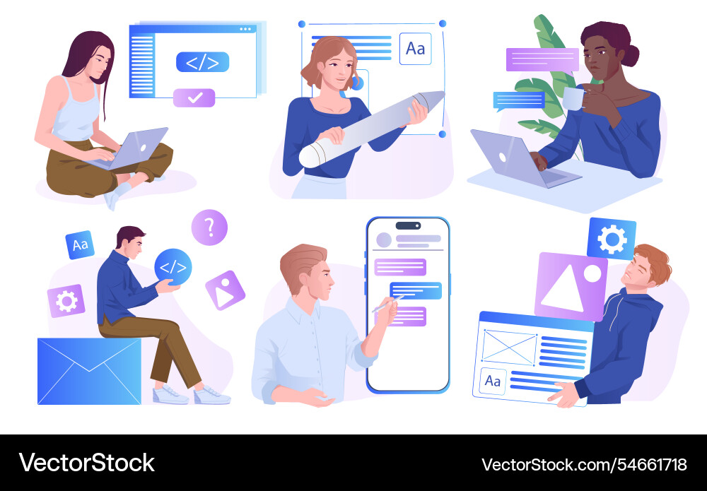 Software development set of men and women Vector Image