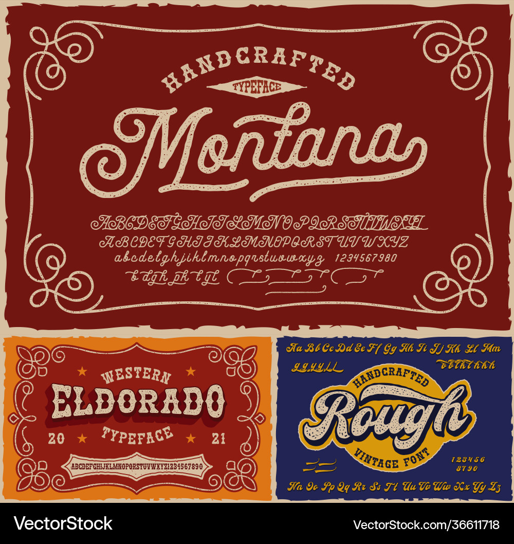 Vintage Script & Headline Fonts Royalty Free Vector