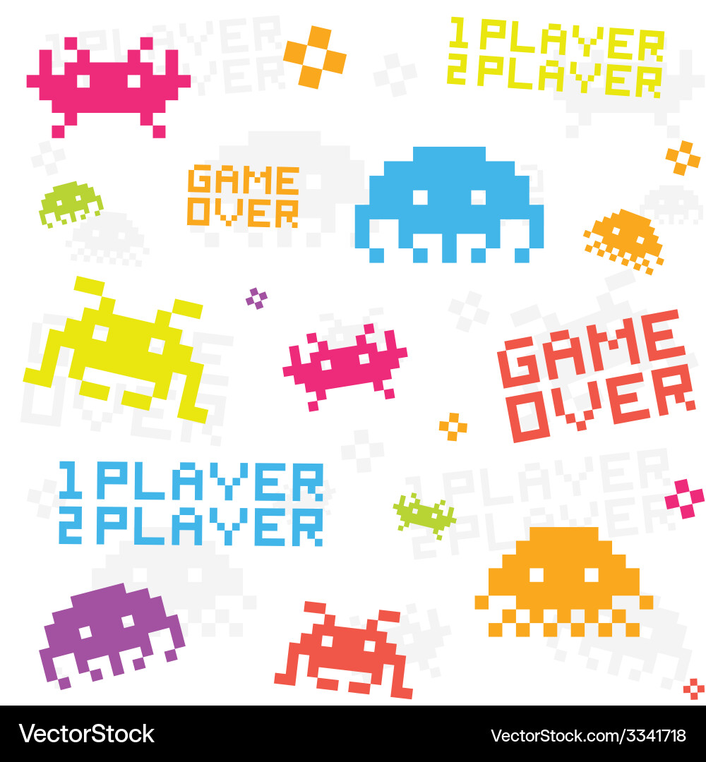 White space invaders pattern Royalty Free Vector Image