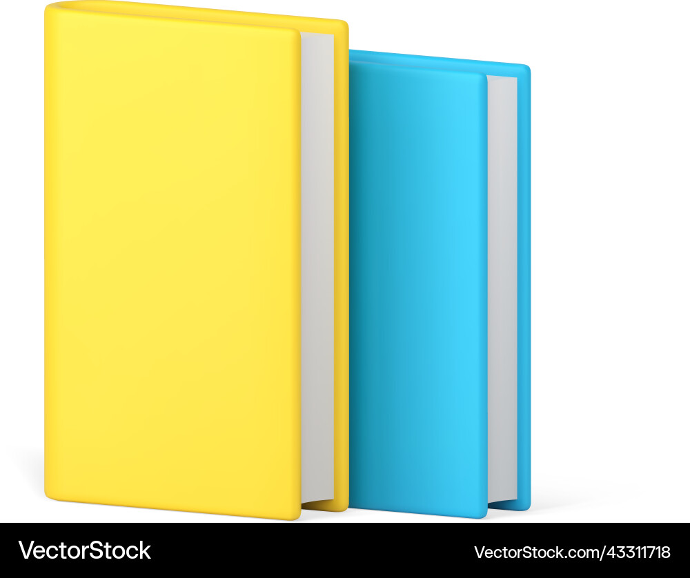 Yellow and blue paper book standing realistic 3d Vector Image