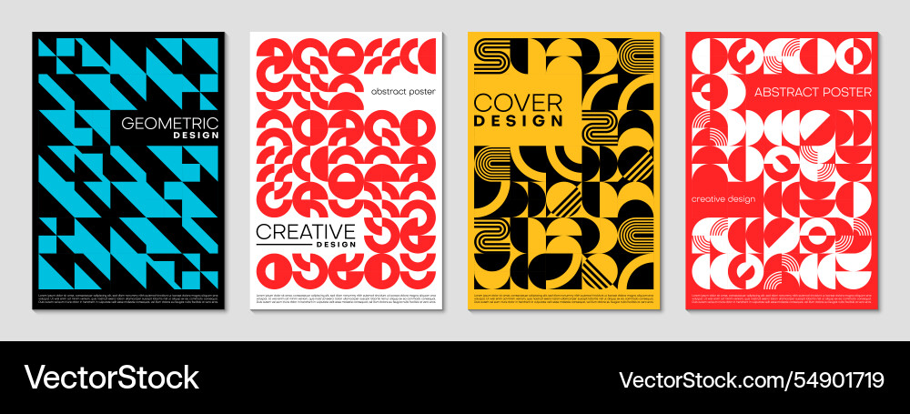 Abstract modern geometric posters set with pattern