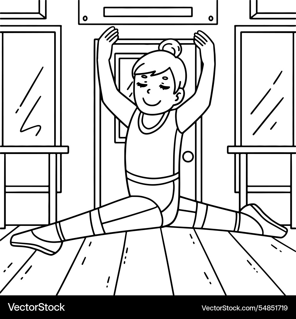 Ballerina doing a split coloring page for kids Vector Image