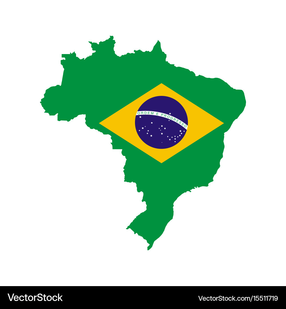Brazil outline and flag Royalty Free Vector Image