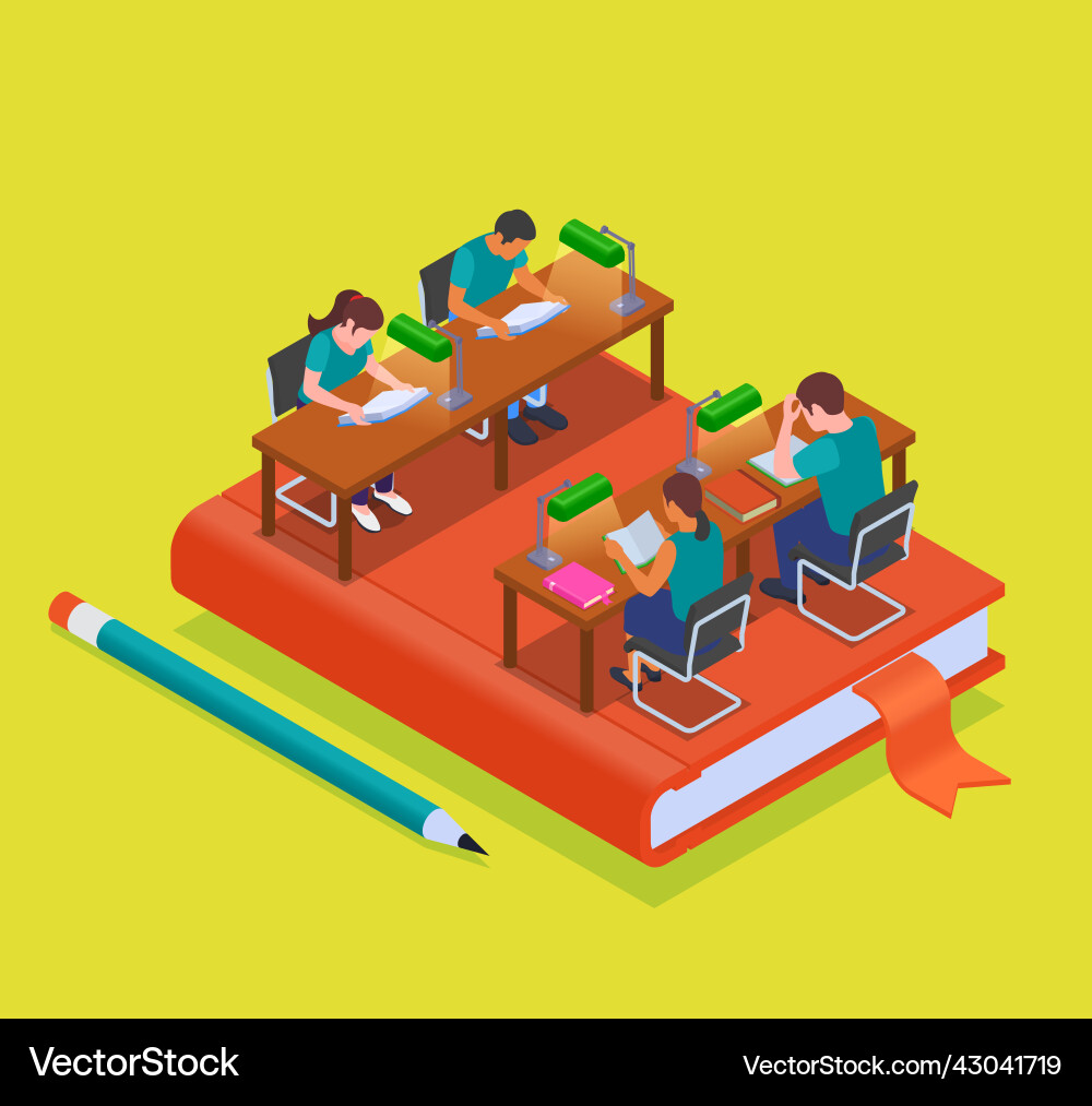 College isometric composition Royalty Free Vector Image