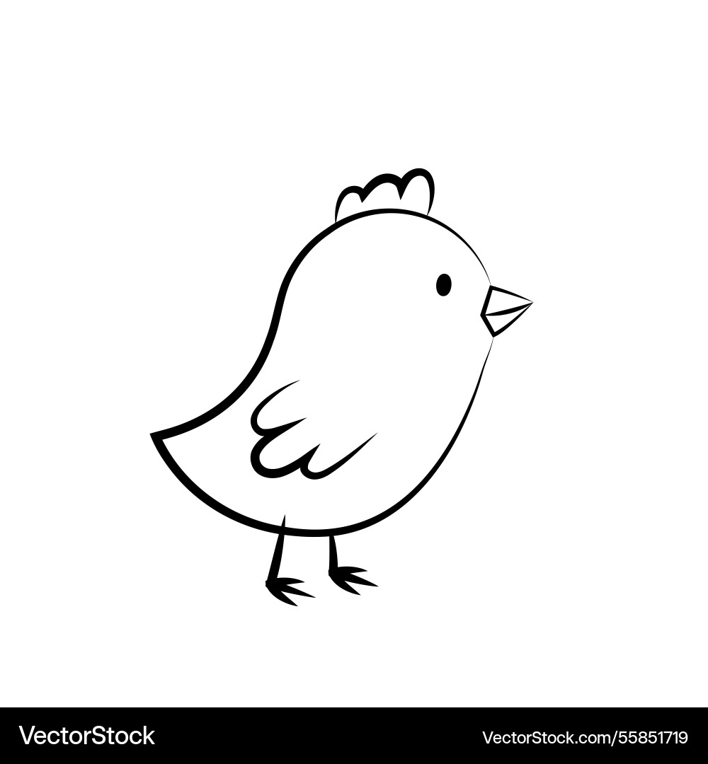 Easter chick simple black line icon chicken blank Vector Image