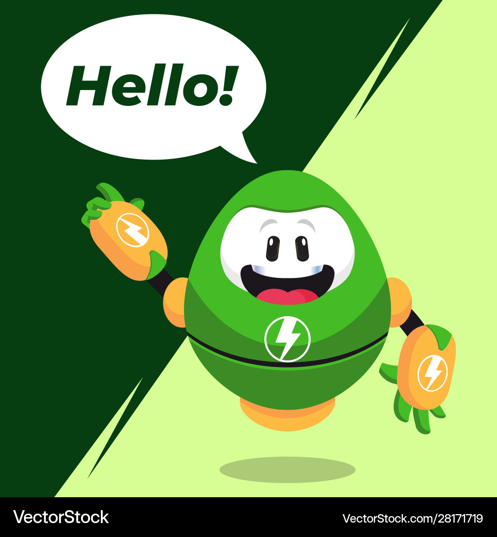 Electric robot mascot say hello expression Vector Image
