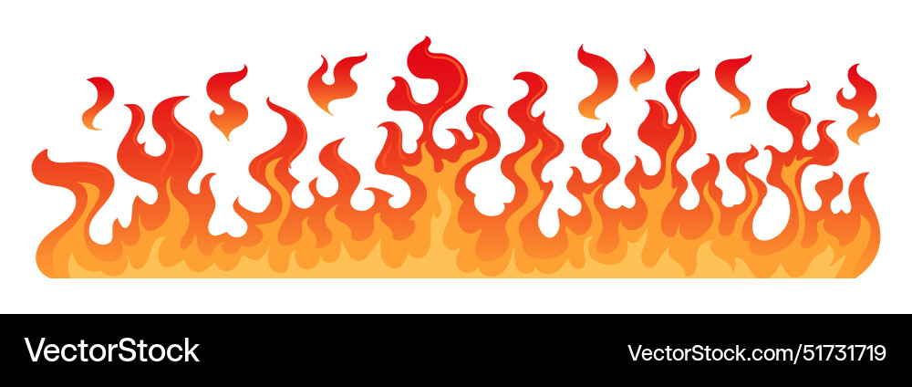 Flame border cartoon burning fire element Vector Image