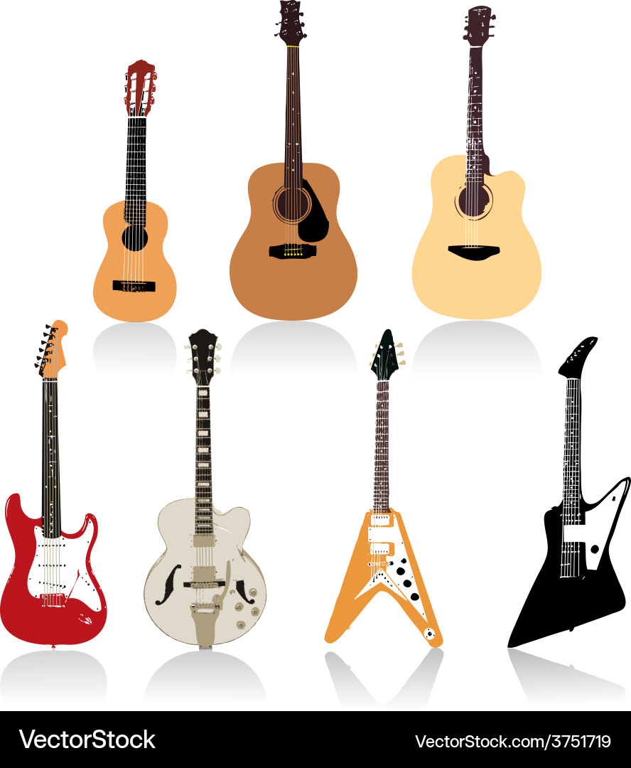 Guitar set art Royalty Free Vector Image - VectorStock