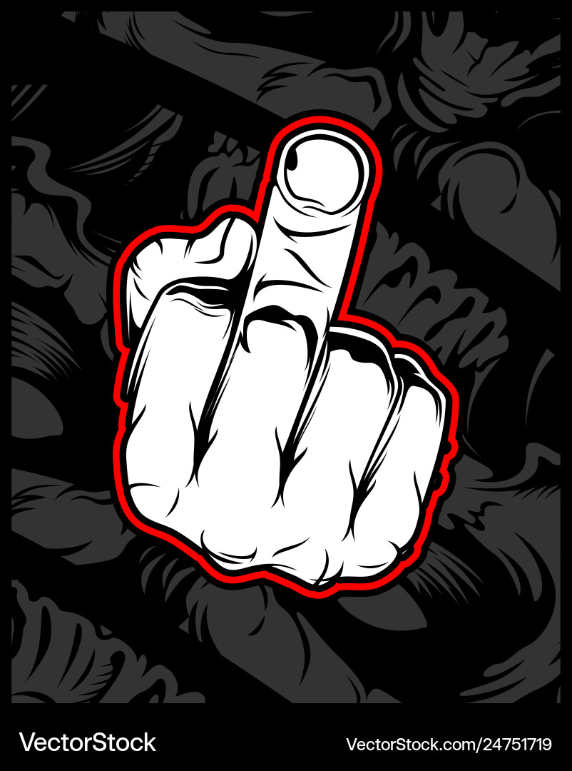 Middle Finger Symbol - Vintage Sketch Royalty Free Vector