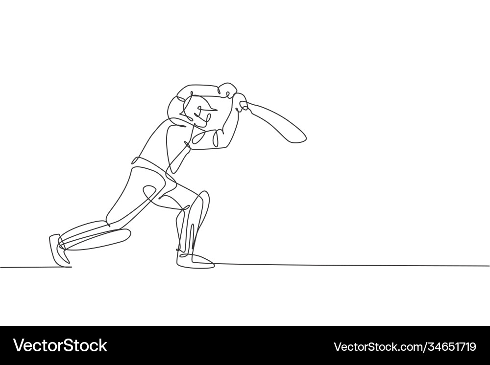One single line drawing young energetic man Vector Image