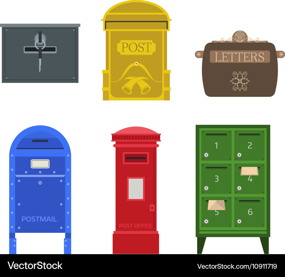 Post mail box set Royalty Free Vector Image - VectorStock