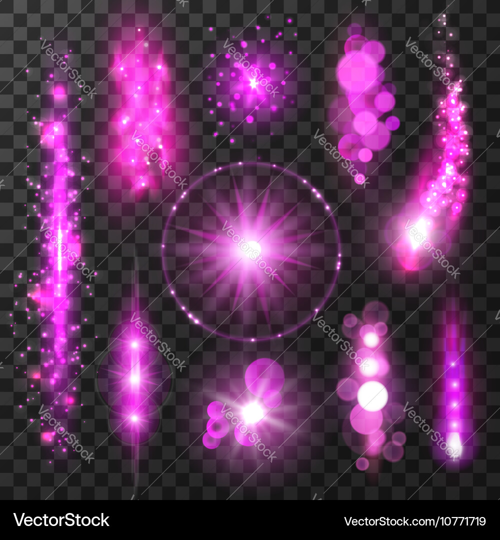 Purple sparkling light trails and flashes Vector Image