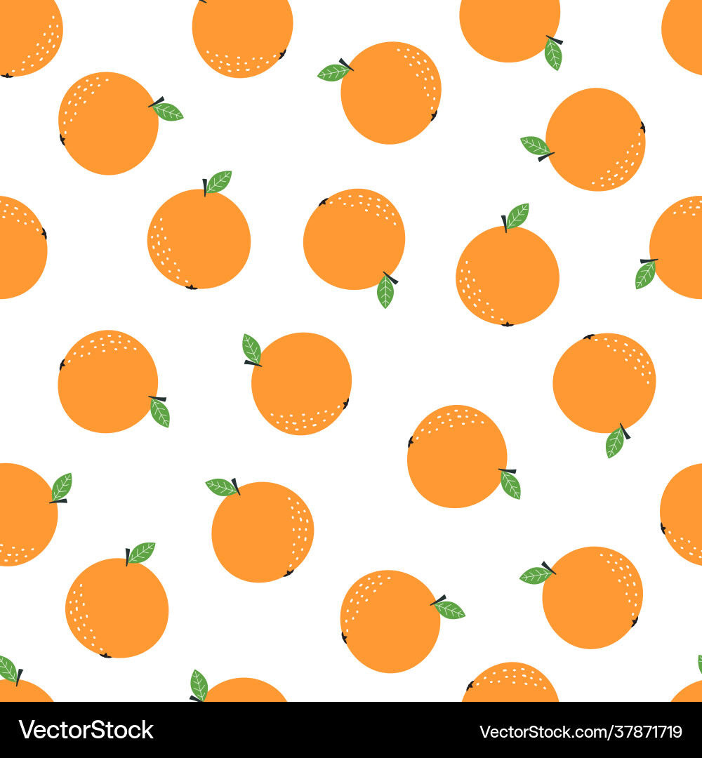 Seamless pattern with cartoon orange fruit Vector Image