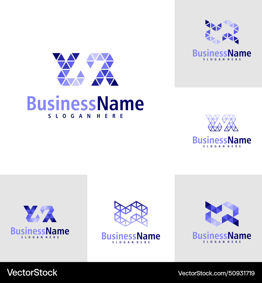 Set of letter rh logo design creative initial Vector Image