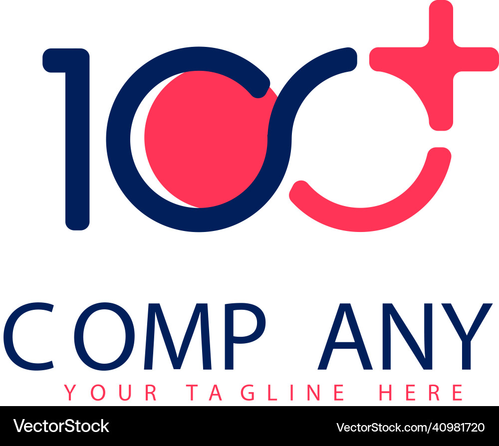 100 plus logo one hundred Royalty Free Vector Image