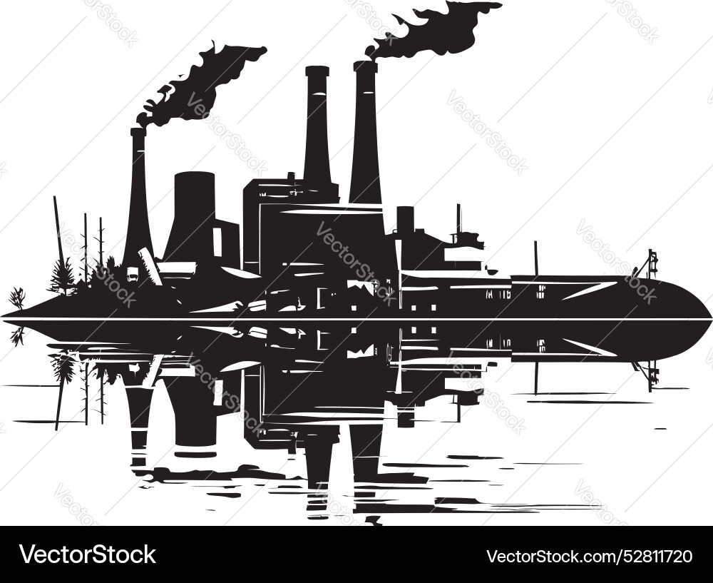 Aquatic agony icon river pollution emblem dirty Vector Image