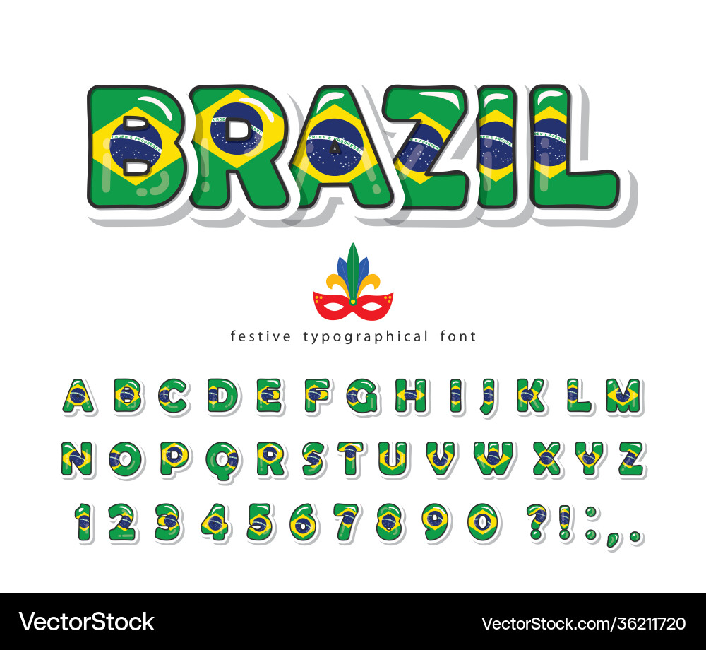 Brazilian Carnival Font - Flag Design Royalty Free Vector