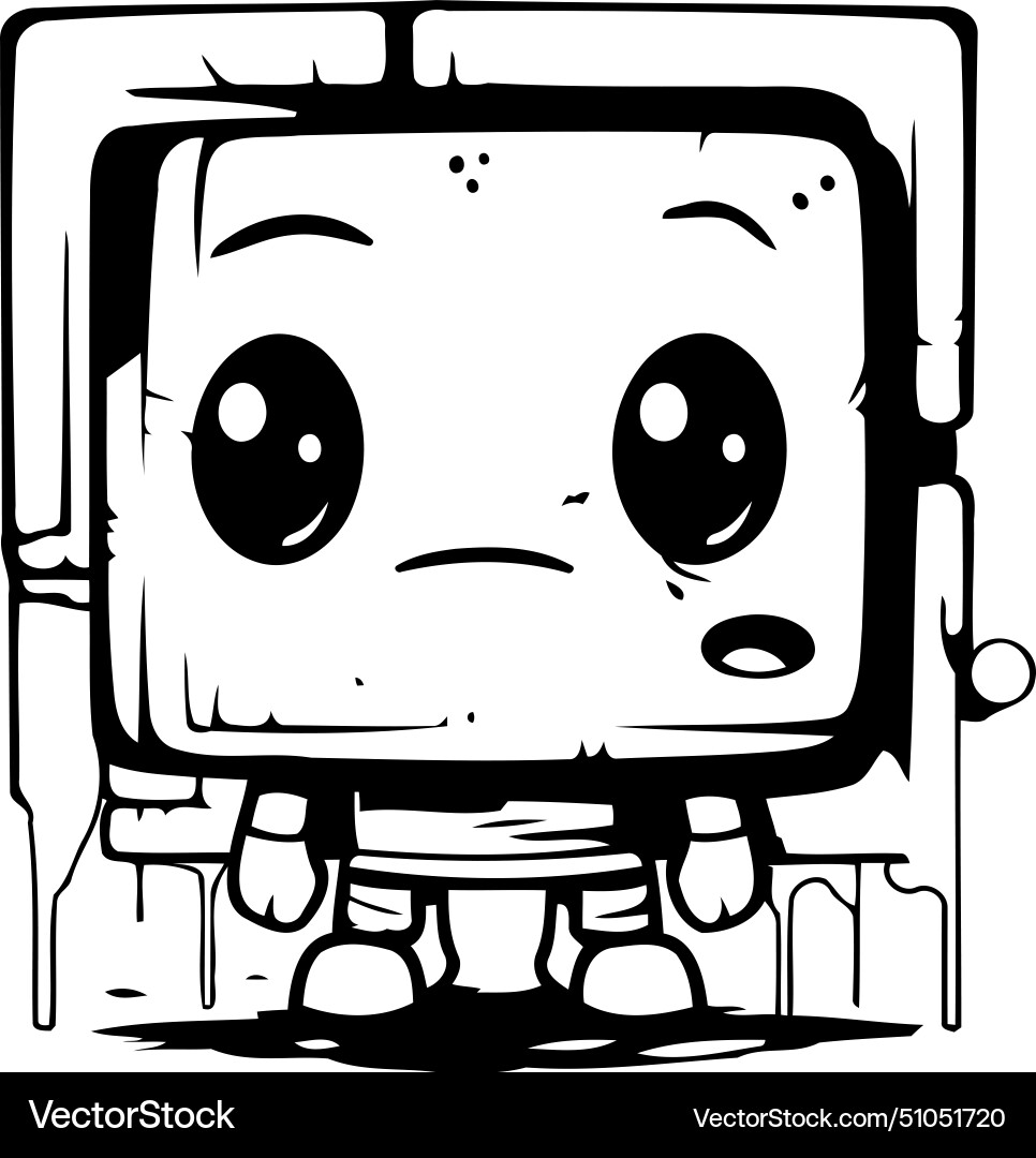 Cartoon red fire alarm machine with sad face Vector Image