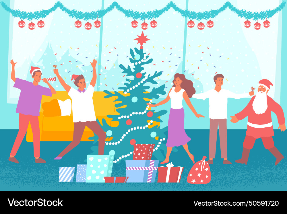 Christmas party flat Royalty Free Vector Image