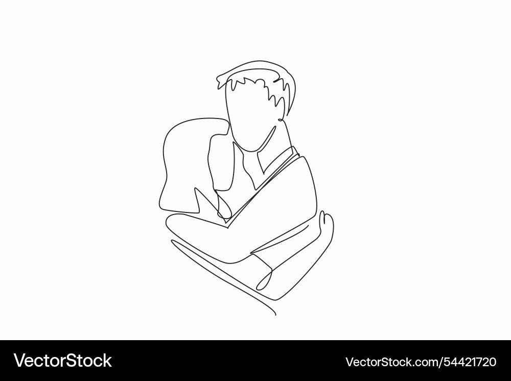 Continuous one line drawing a married couple Vector Image