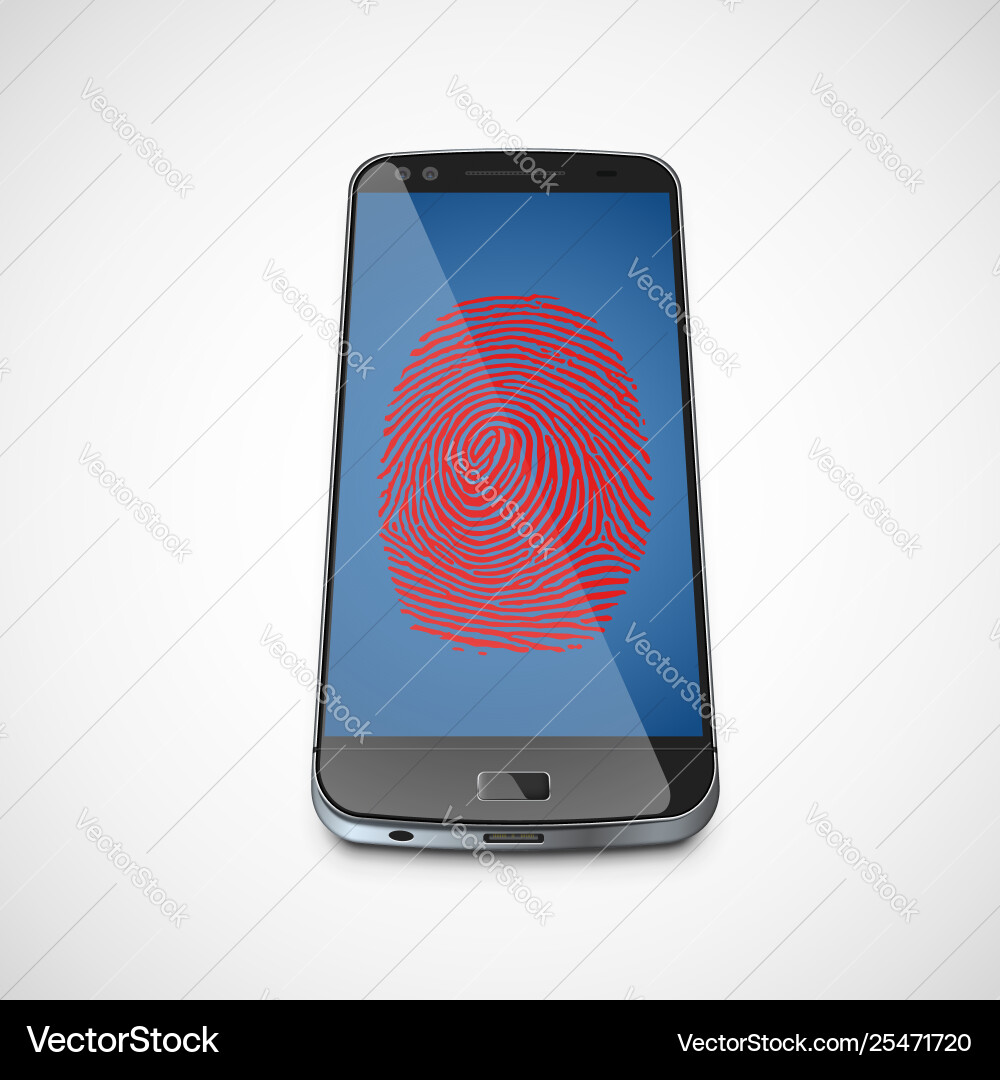 Fingerprint on a realistic smartphones screen Vector Image