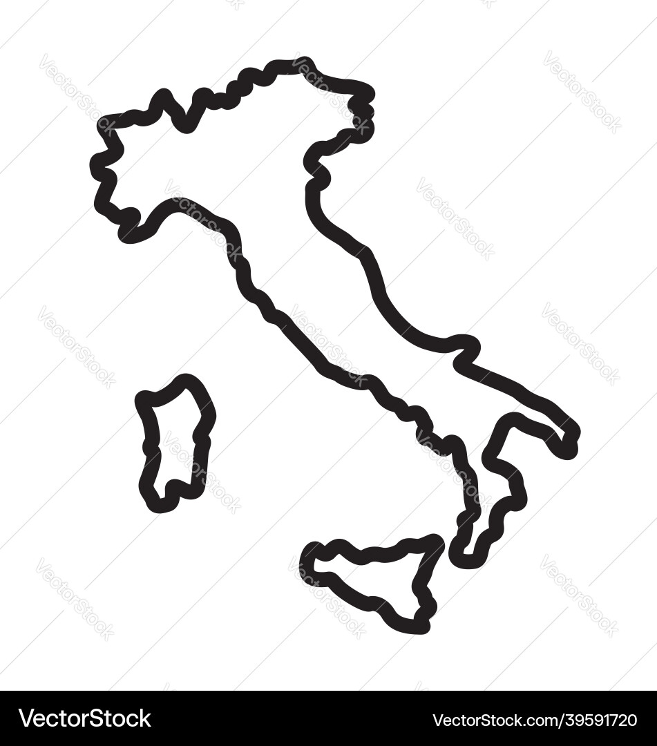 Italy map simplified outline Royalty Free Vector Image