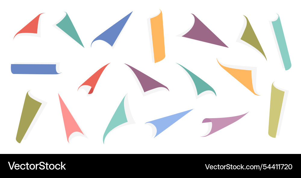 Paper corner curls colorful pages Royalty Free Vector Image