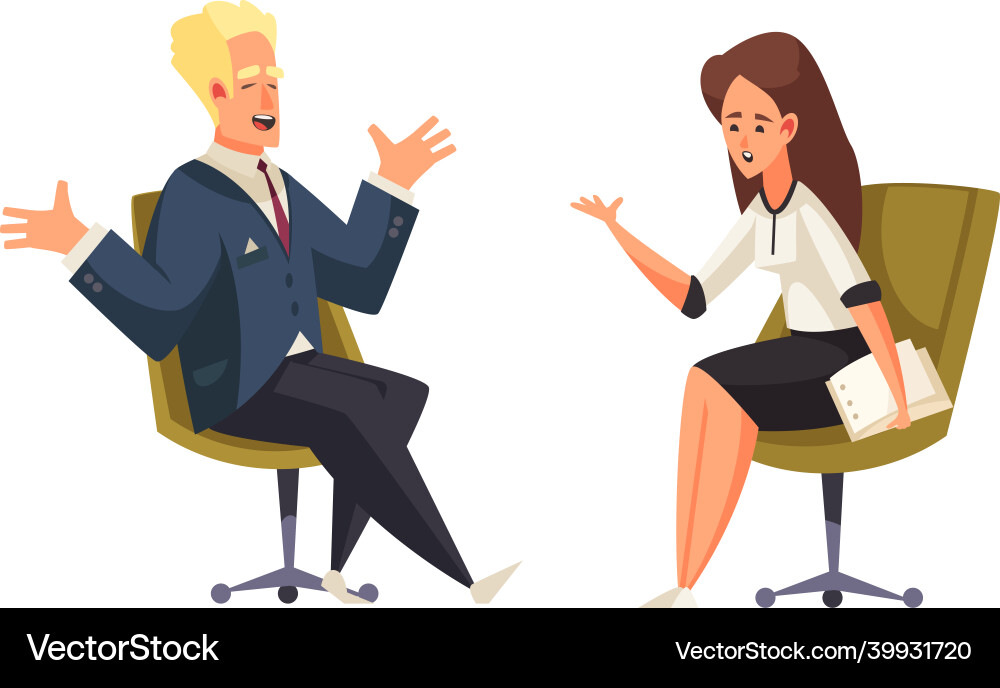 Political interview doodle composition Royalty Free Vector