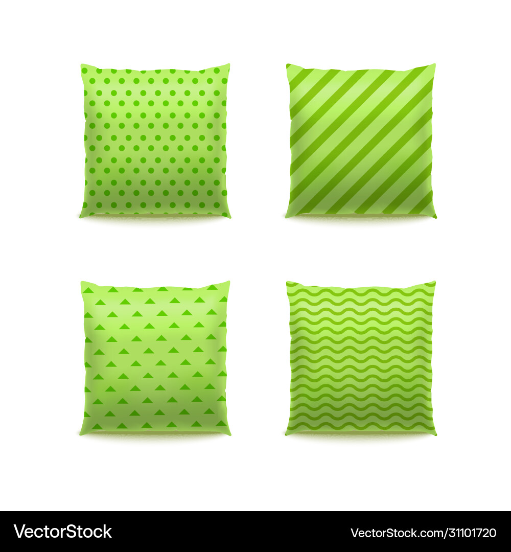 Realistic detailed 3d green cushion set Royalty Free Vector Realistic detailed 3d green cushion set Royalty Free Vector