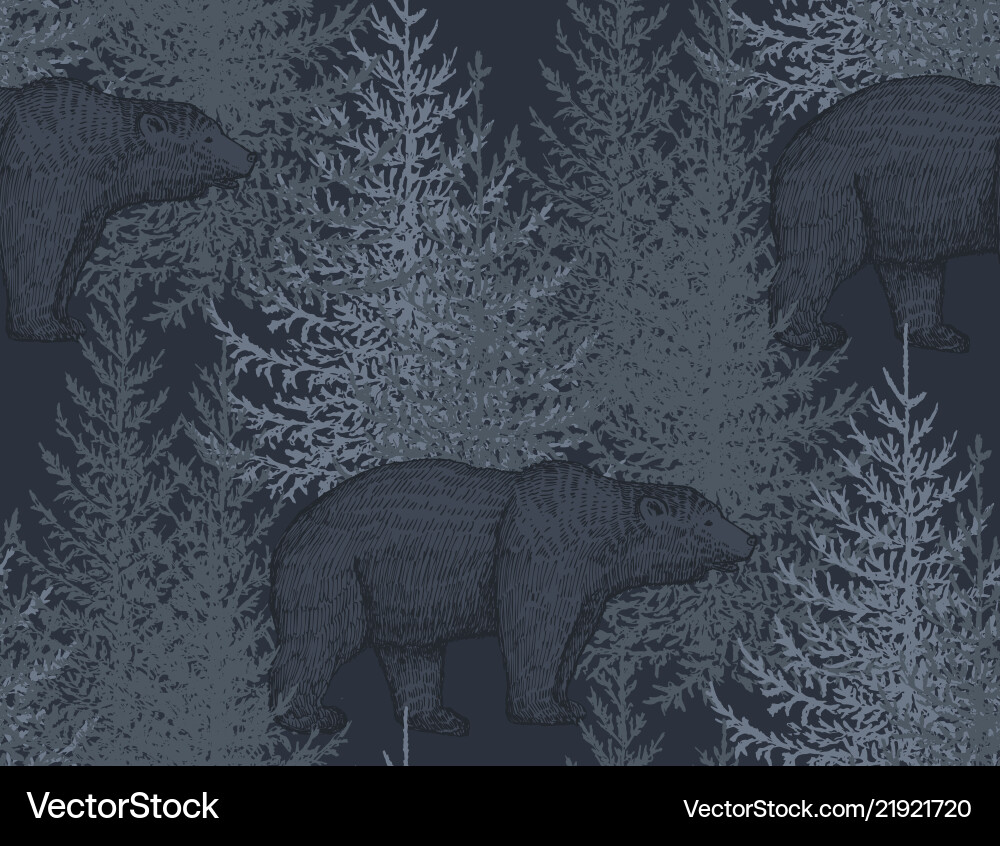Seamless pattern with hand drawn bears Royalty Free Vector