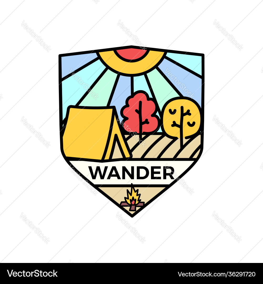 Wander Logo Emblem Vorlage Abenteuer-Label Vektorbild