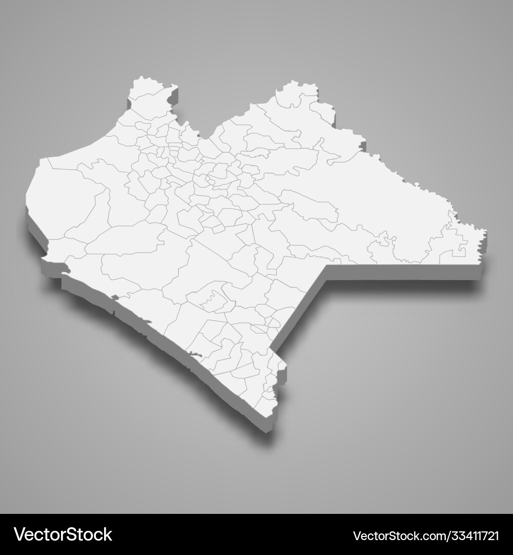 3D Map of Chiapas, Mexico Royalty Free Vector Image