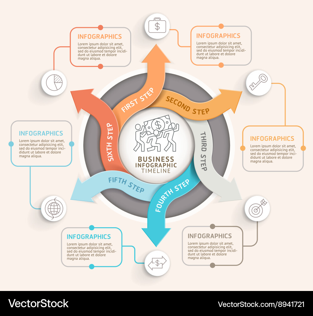 6 step arrow circle infographics template Vector Image