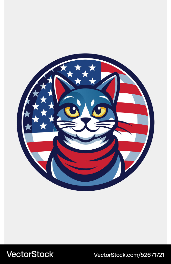 American flag cat unique feline Royalty Free Vector Image