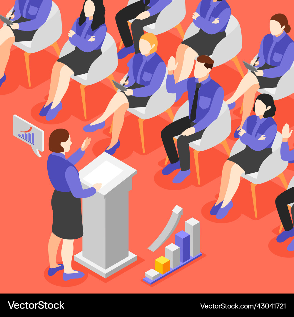 Business training isometric background Royalty Free Vector