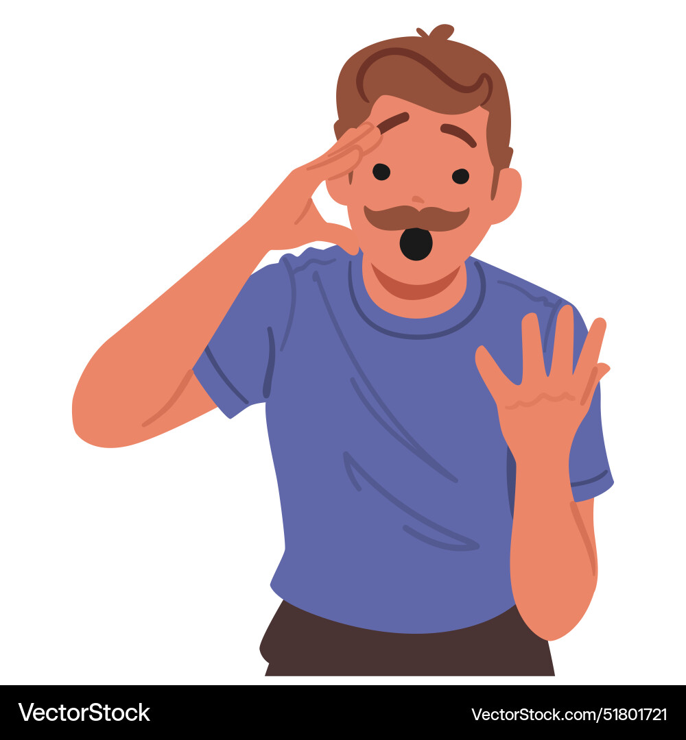 Cartoon male character looking shocked Royalty Free Vector