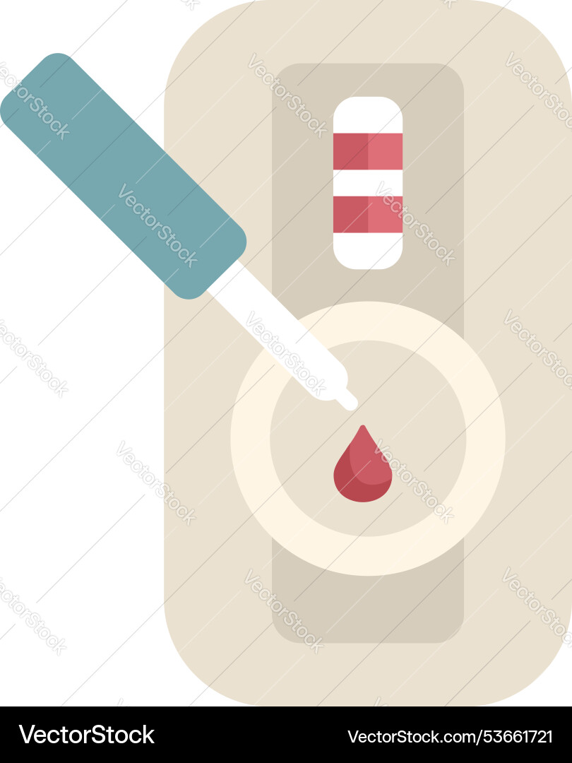 Dropper placing blood sample on rapid test device Vector Image