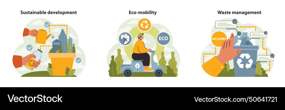 Eco-responsibility set flat Royalty Free Vector Image