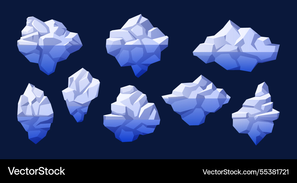 Floating icebergs arctic glaciers frozen icy Vector Image