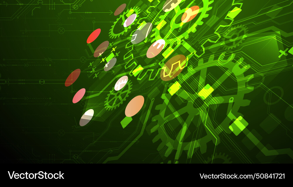 Gear wheel technology pattern on gradient Vector Image