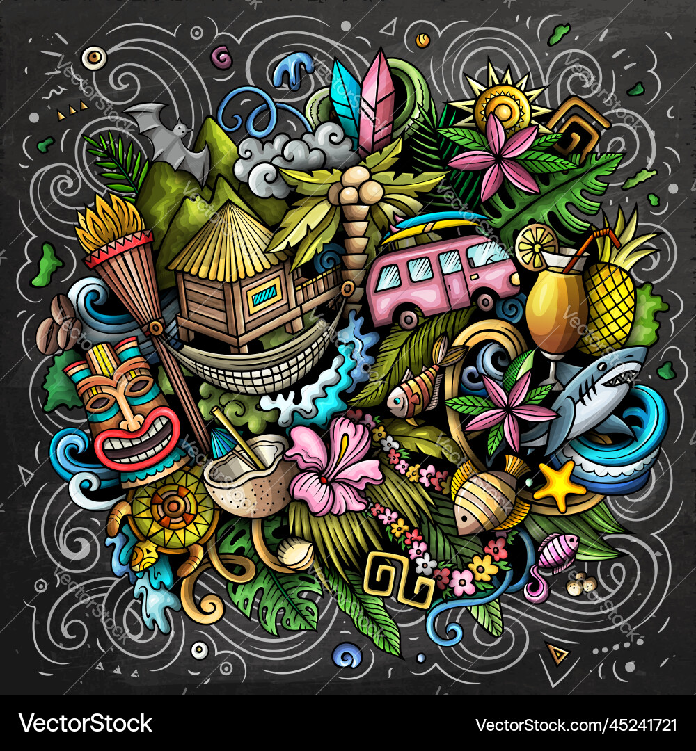 Hawaii hand drawn cartoon doodle Royalty Free Vector Image