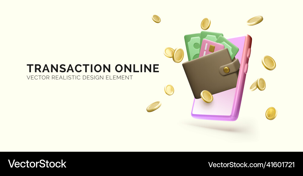 Online transaction and banking services realistic Vector Image