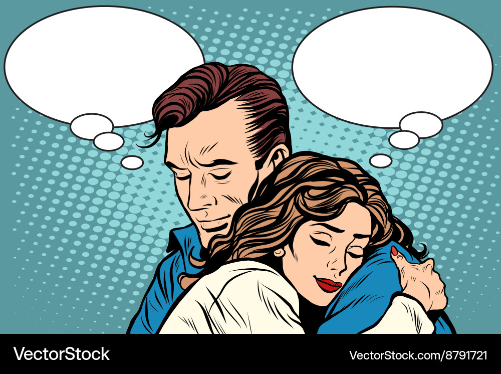 Retro Couple Embrace Royalty Free Vector Image