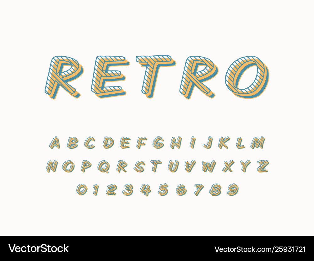 Retro font and alphabet stock Royalty Free Vector Image