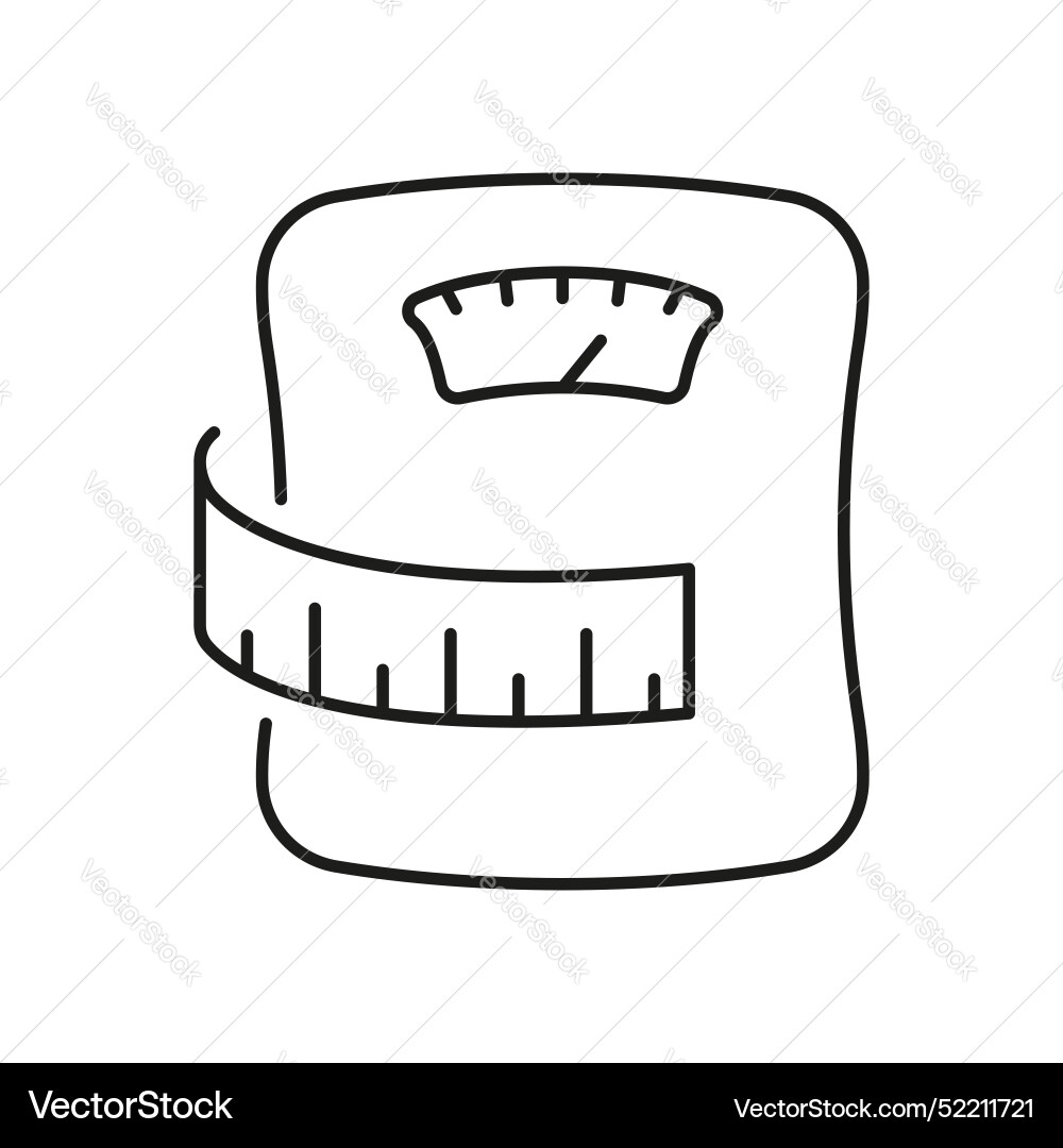Scale with measuring tape weight control Vector Image