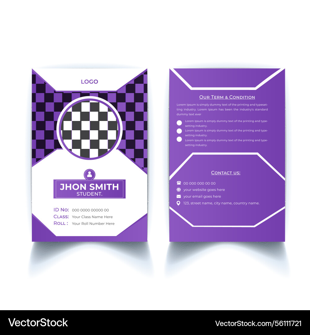 Student id card template Royalty Free Vector Image