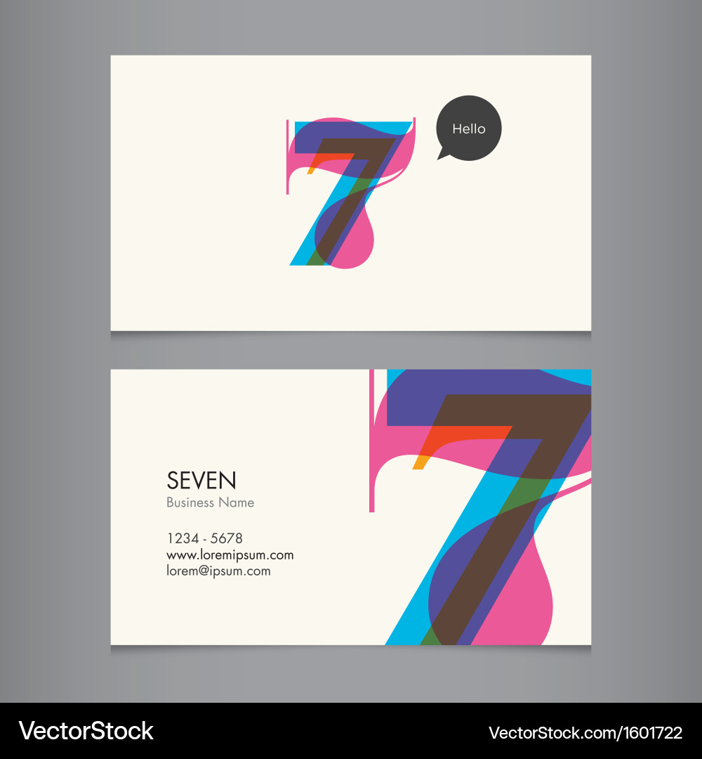 Business card with number 7 Royalty Free Vector Image