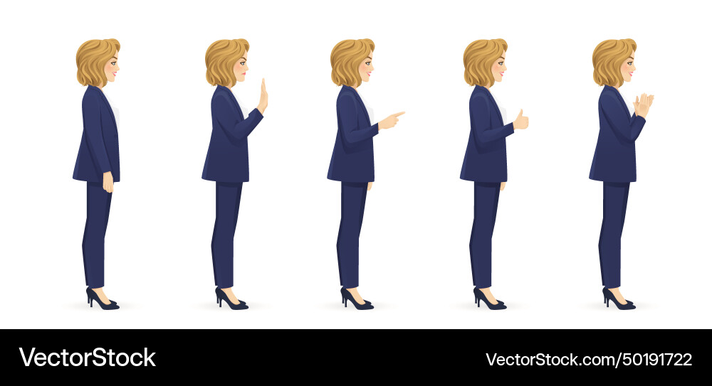 Business woman set side view Royalty Free Vector Image