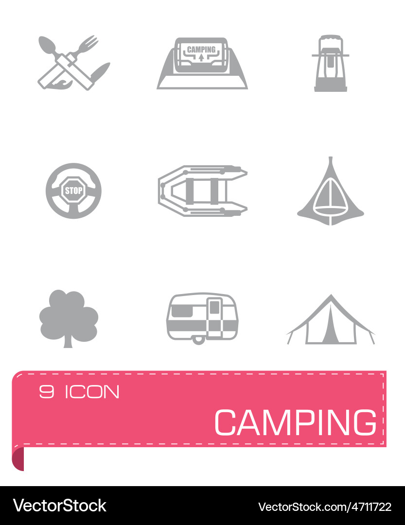 Camping icon set Royalty Free Vector Image - VectorStock